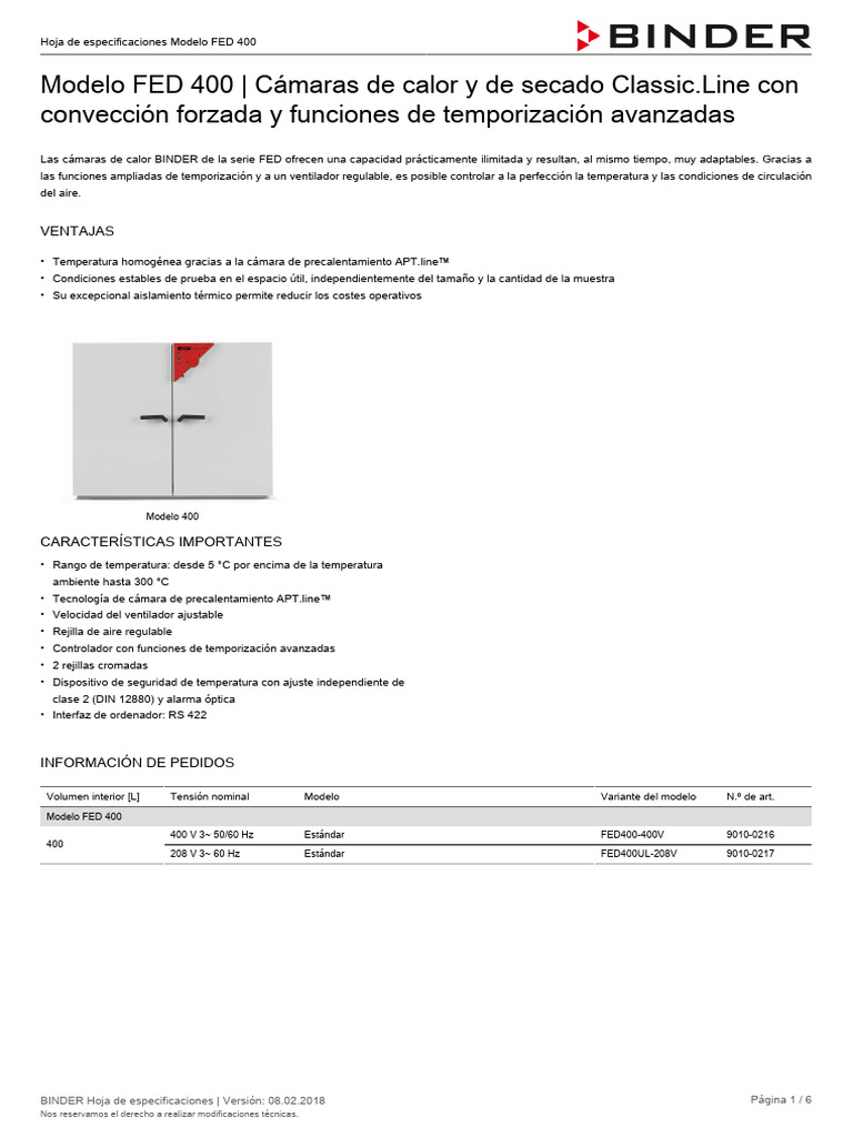Data Sheet Model FED 400 es | PDF