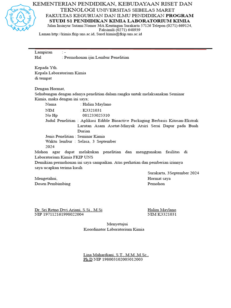 Surat Lembur Halim Par 2 | PDF