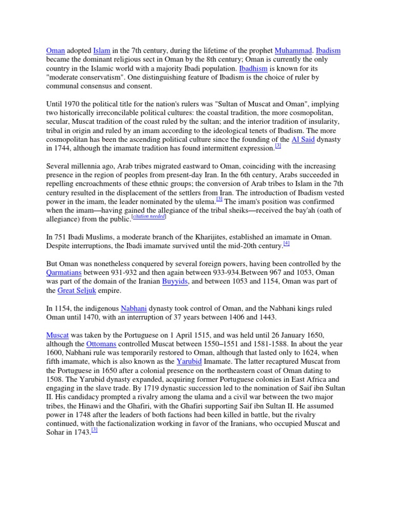 Oman History | PDF | Oman | Middle East