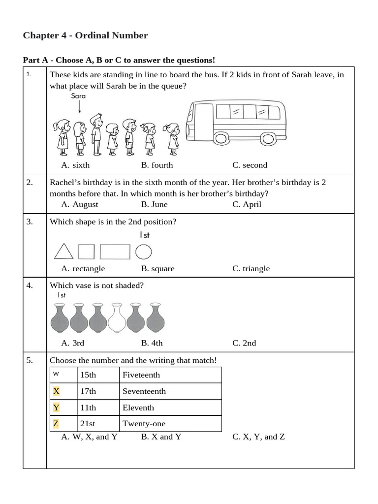P2 MATH - C1 Ordinal Number | PDF