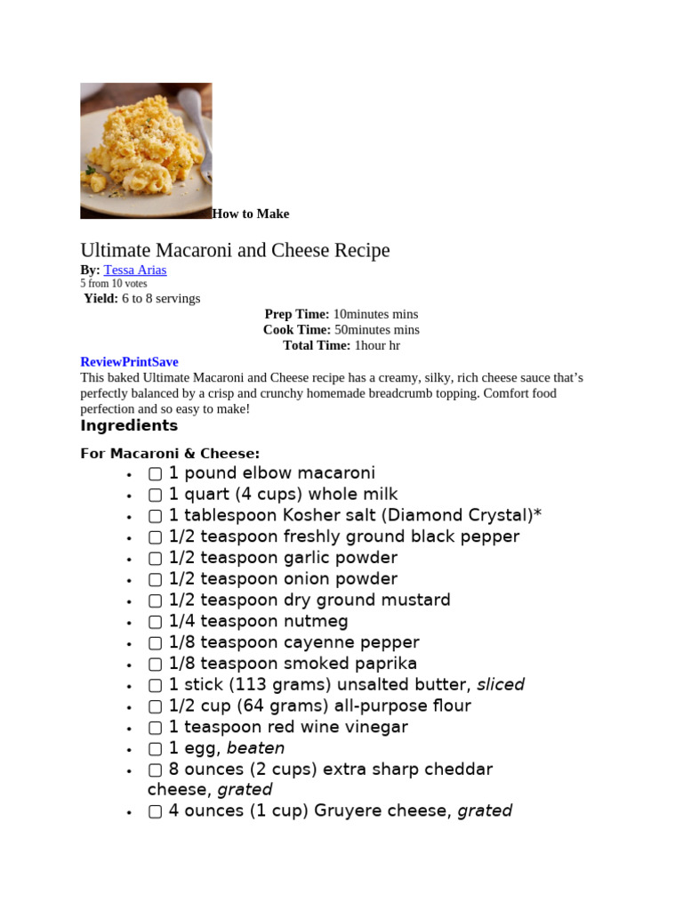 Mac and Cheese | PDF