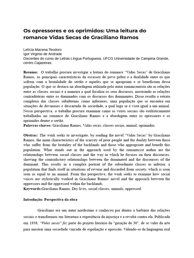 Os Opressores e Os Oprimidos - Letícia e Igor | PDF