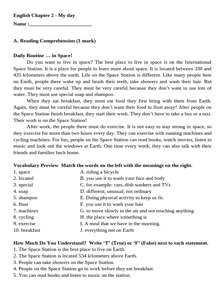 P2 English - Chapter 2 My Day | PDF