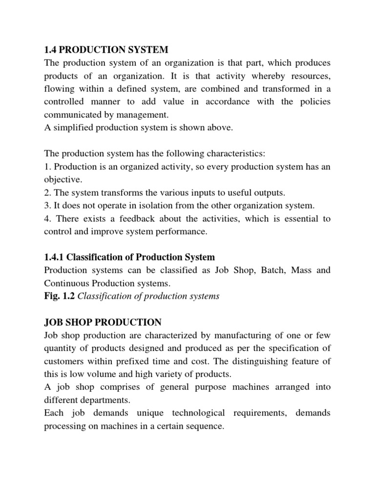 Production System | PDF | Operations Management | Mass Production