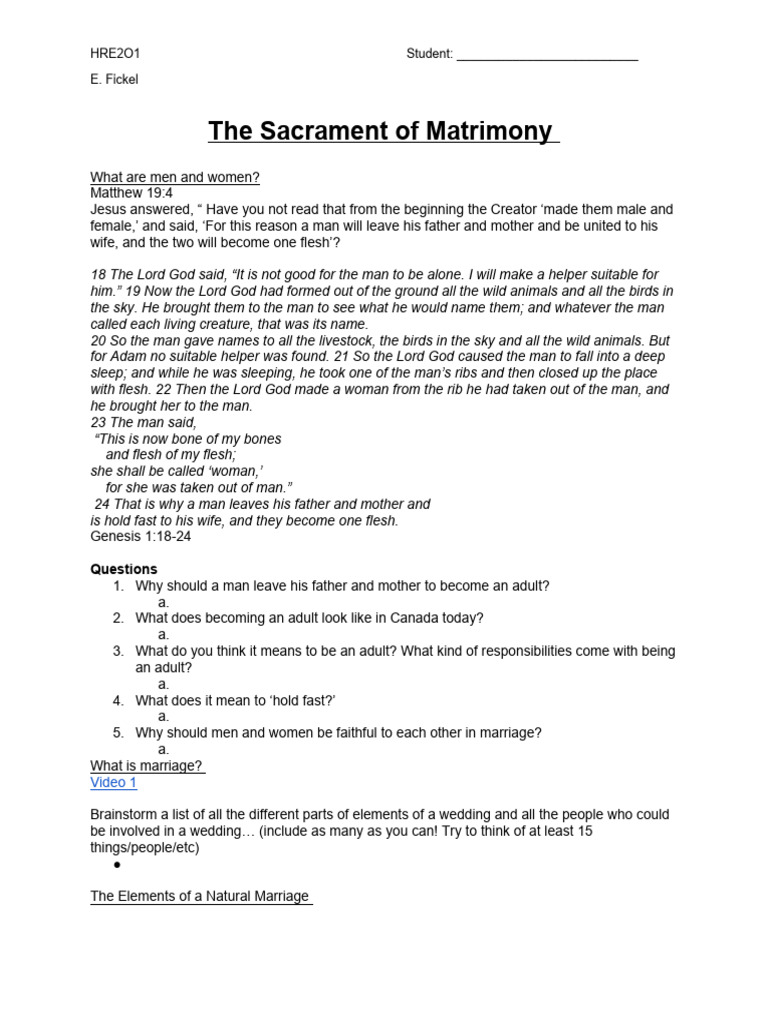 Understanding the Sacrament of Matrimony | PDF | Marriage | God