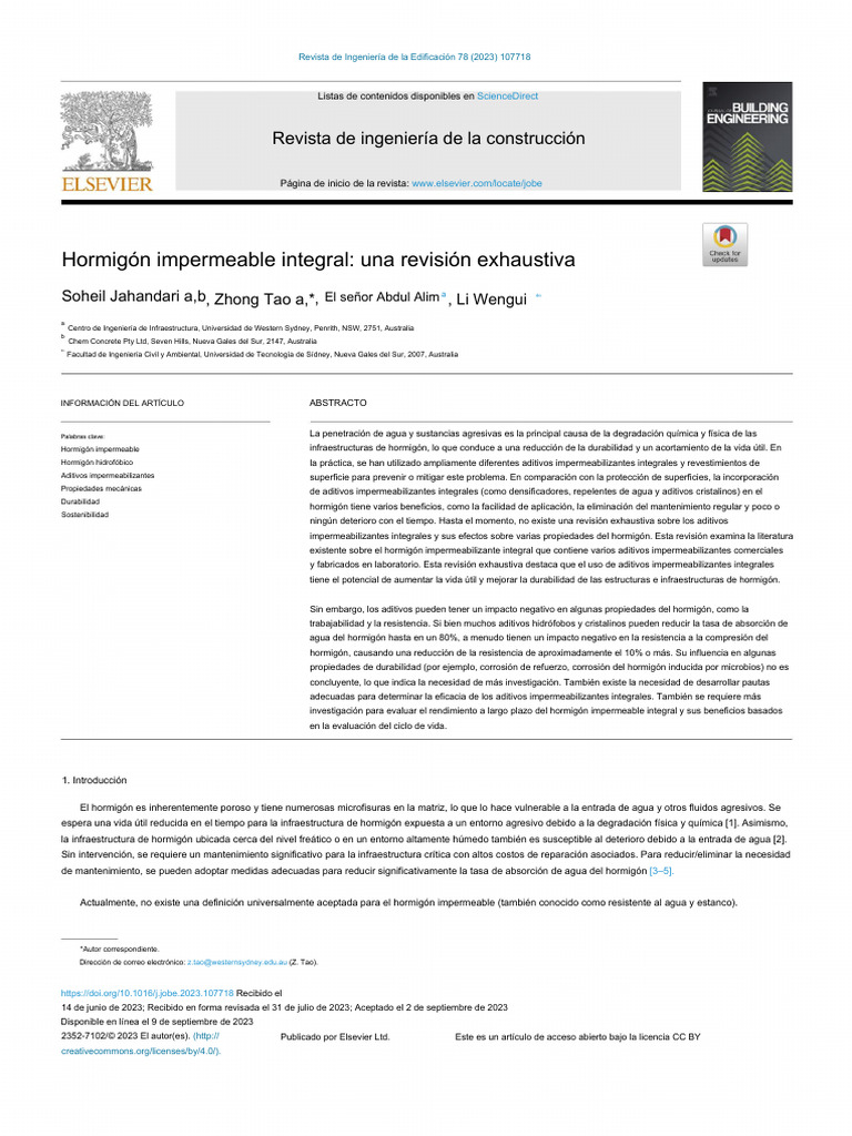 Integral Waterproof Concrete A Comprehensive Review | PDF