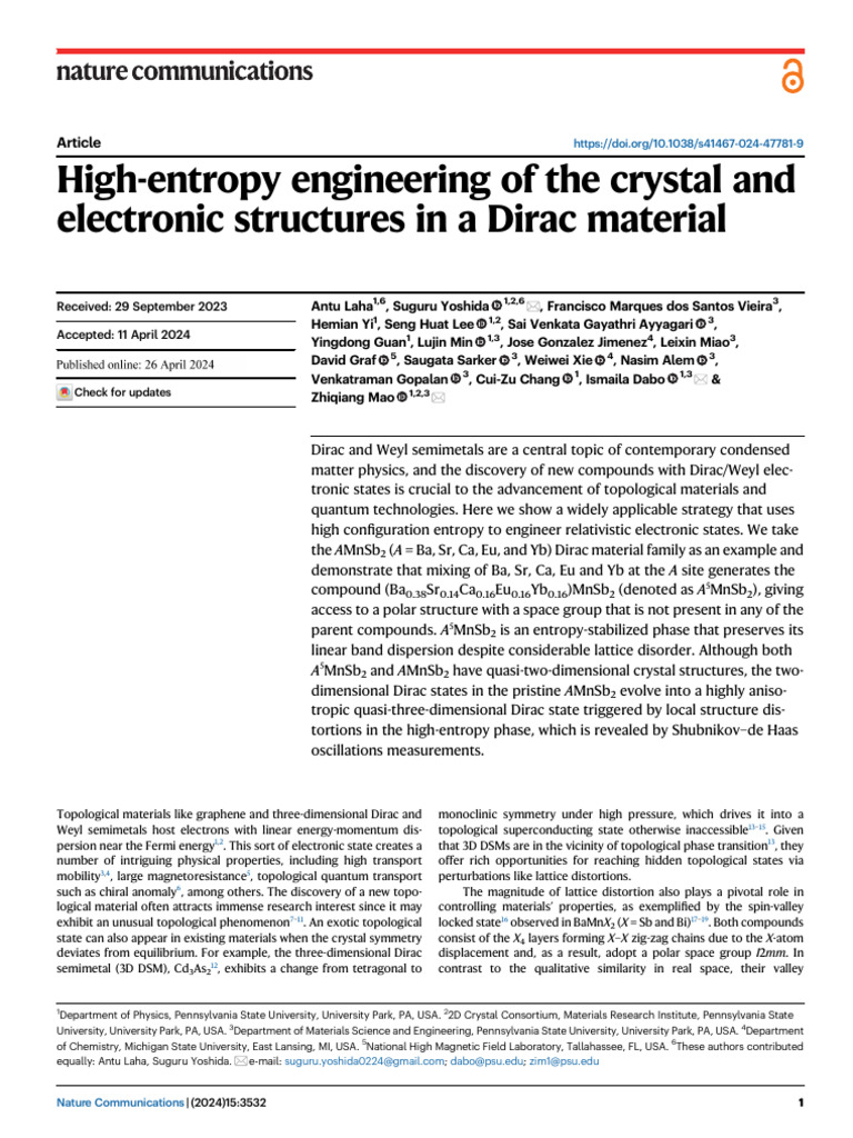 High-Entropy Engineering of The Crystal and | PDF