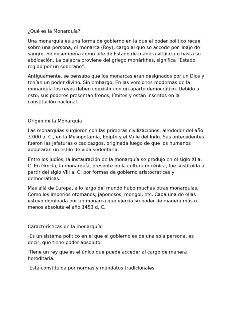 Qué Es La Monarquía | PDF