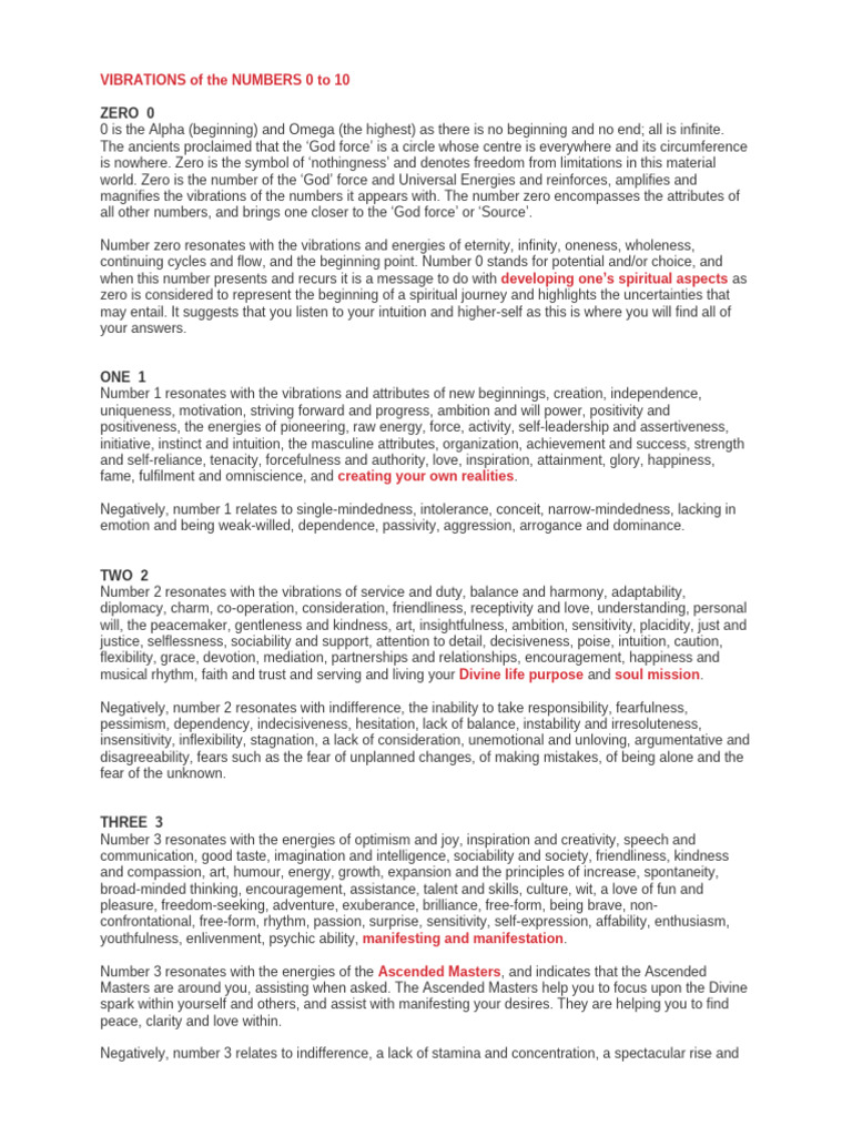 Vibrations of The NUMBERS 0-10 | PDF