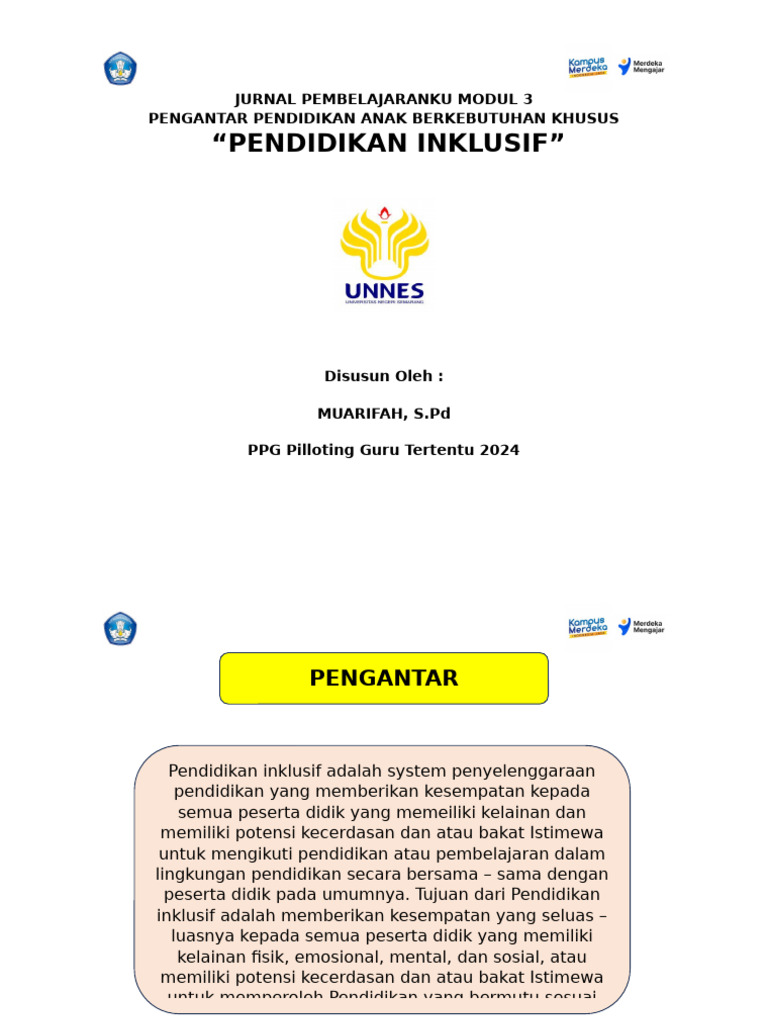 Jurnal Pembelajaranku Modul 3 Pendidikan Inklusif | PDF