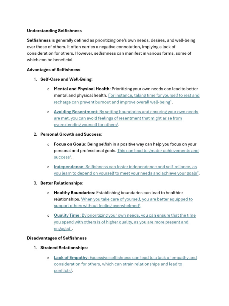 Selfishness | PDF