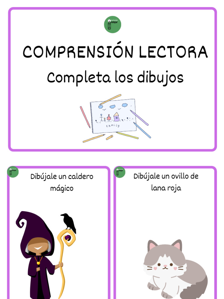 COMPRENSION LECTORA Completa Los Dibujos. | PDF