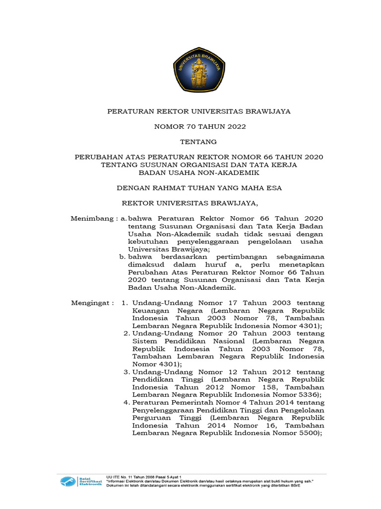 H5xmmK35iYPer-70-2022-Perubahan Atas Pertor 66 Tahun 2020 Tentang OTK BUNA | PDF