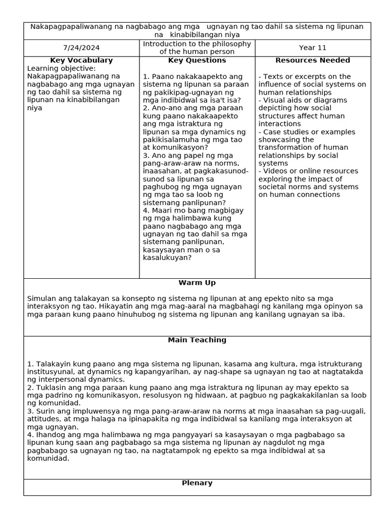Year 11's Nakapagpapaliwanang Na Nagbabago Ang Mga Ugnayan NG Tao Dahil Sa Sistema NG Lipunan Na ...