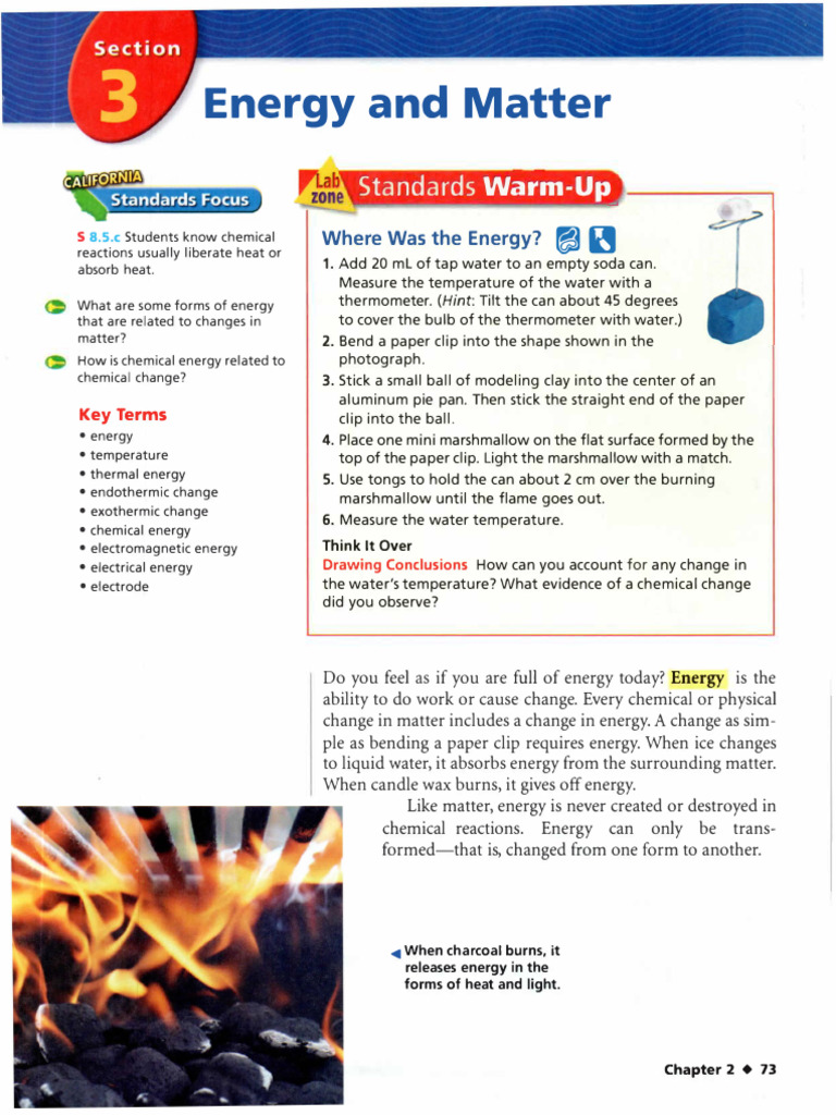 Chapter 2 Section 3 Energy and Matter | PDF
