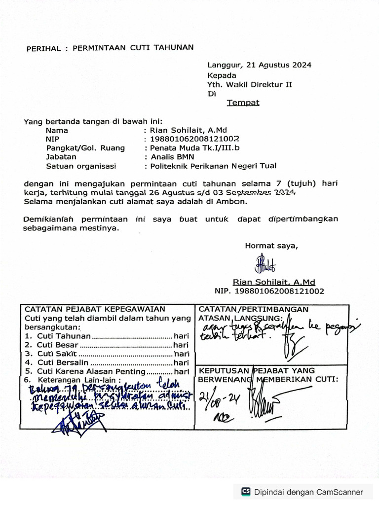 Surat Cuti | PDF