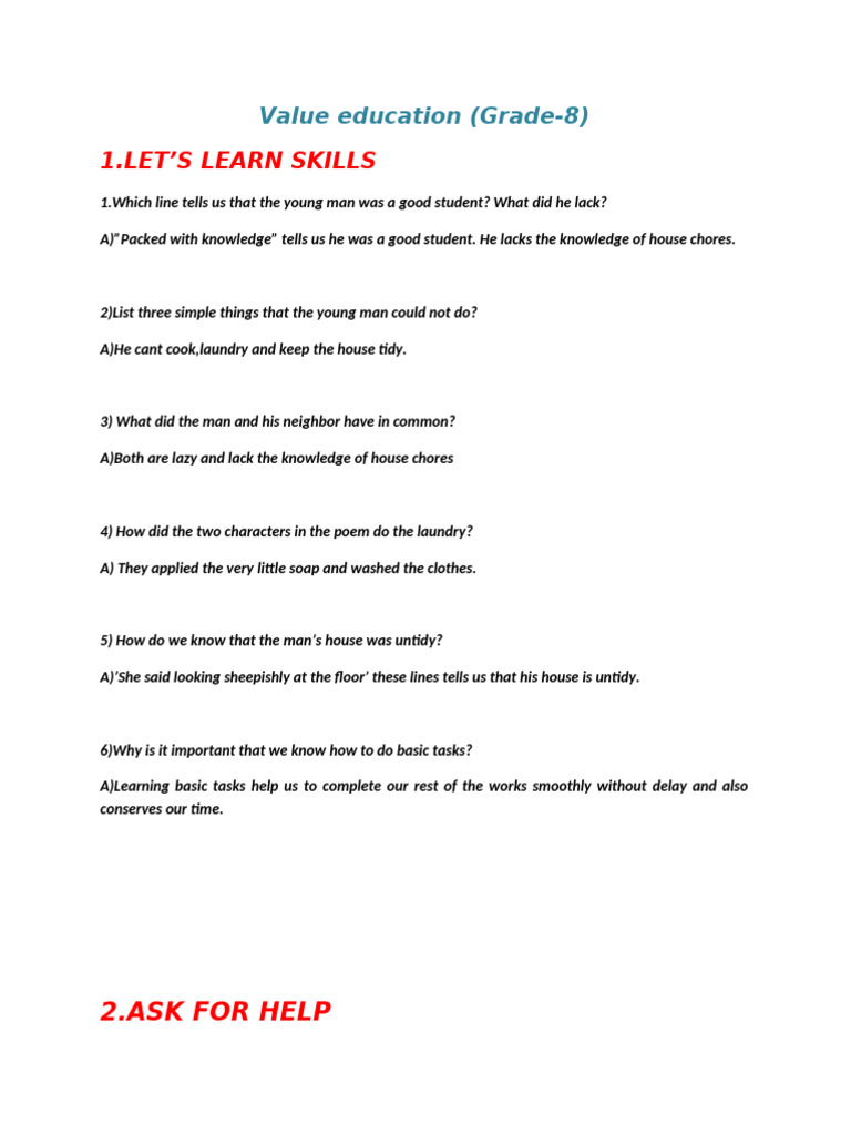 Grade-8 Value Education | PDF