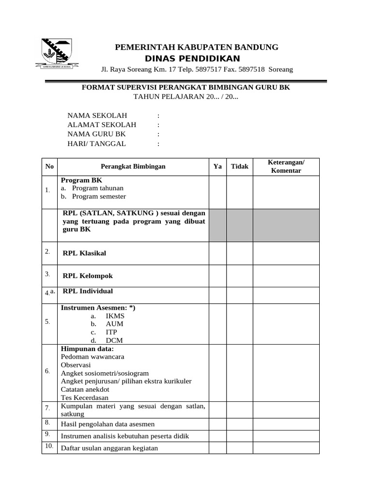 Format Monitoring Perencanaan BK Rev. | PDF
