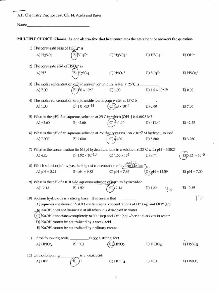 Acids and Base Practice | PDF
