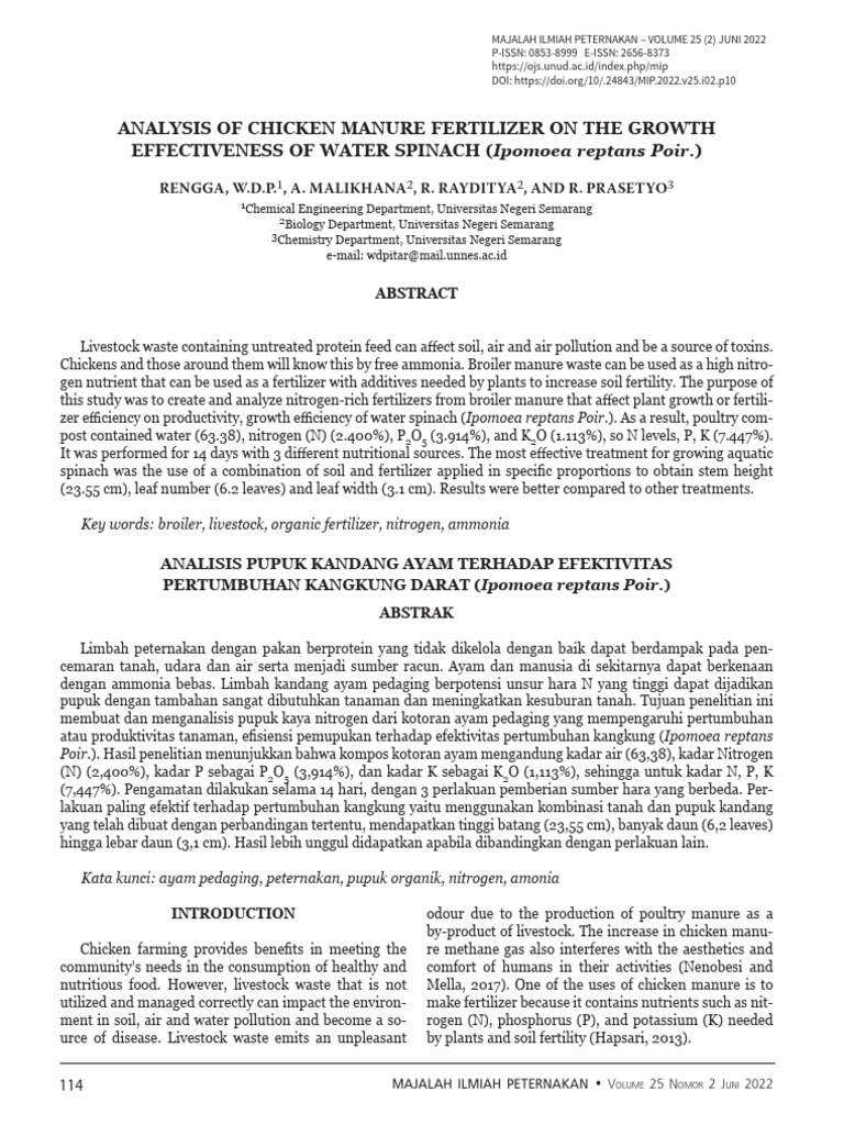 Analysis of Chicken Manure Fertilizer | PDF