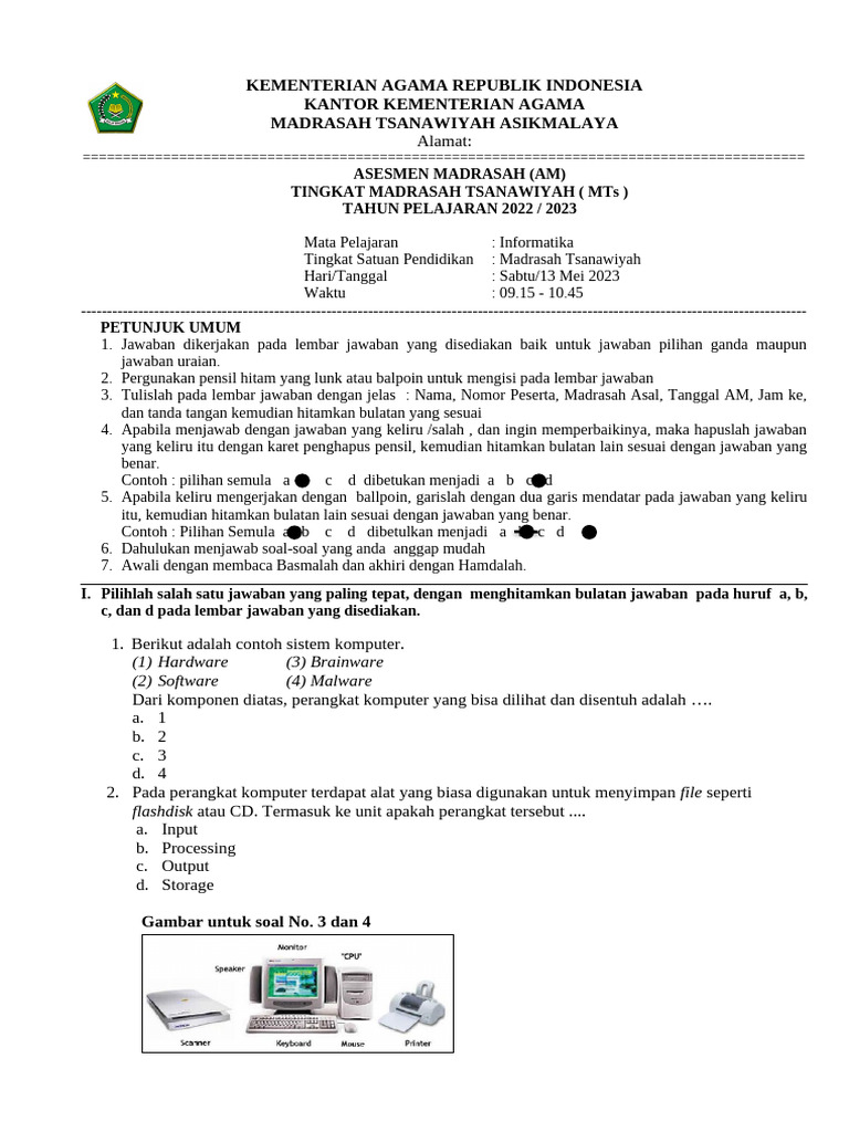 Soal Um Innformatika | PDF | Computing | Technology & Engineering