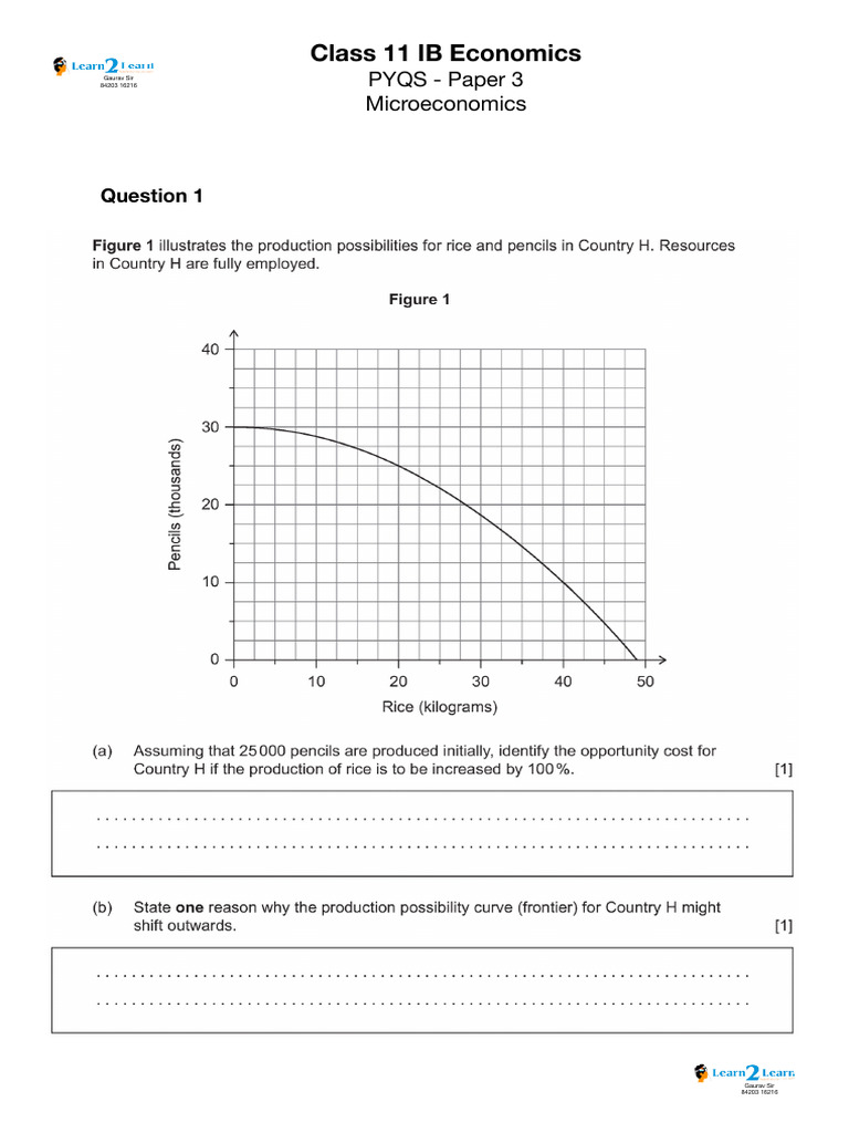 Class 11 Ib Econs Paper 3 PYQs Microeconomics Gaurav Sir 28th Aug PDF | PDF