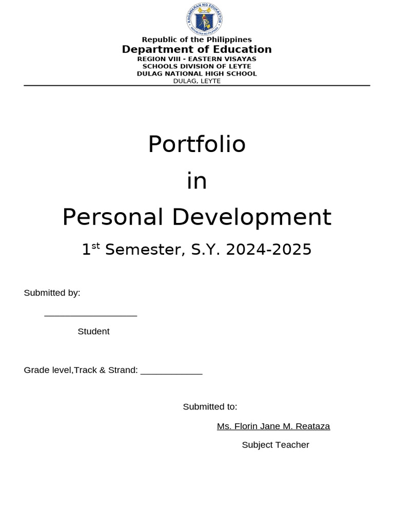 Portfolio in PerDev Cover Page Rubrics | PDF | Career & Growth