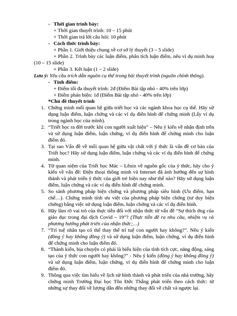 Chu de Thuyet Trinh | PDF