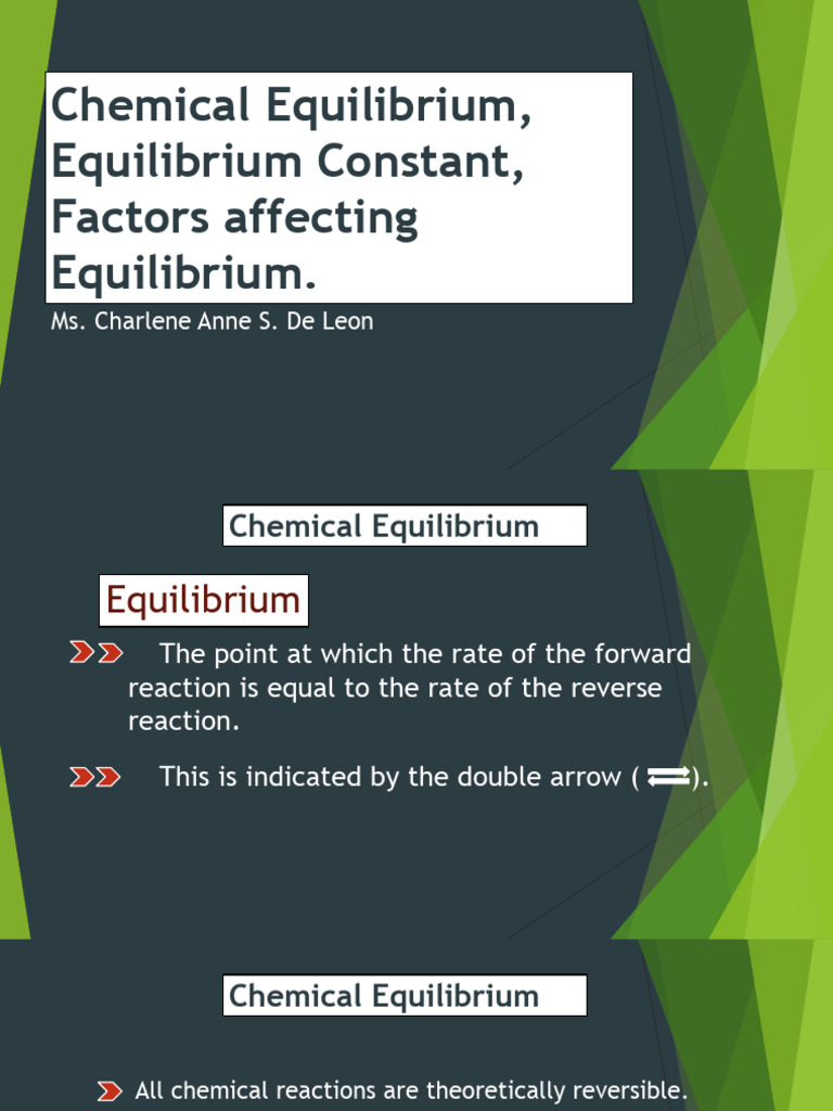 Chemical Equilibrium - Equilibrium Constant - Factors Affecting ...