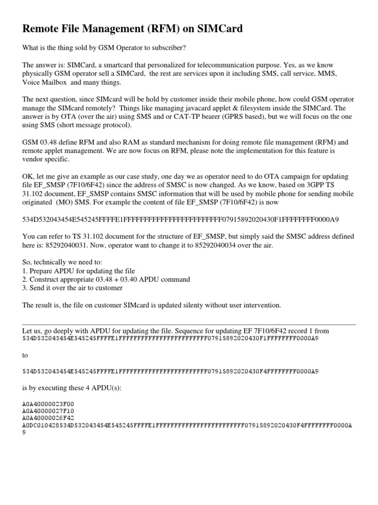 Remote File Management | PDF | Short Message Service | Subscriber ...