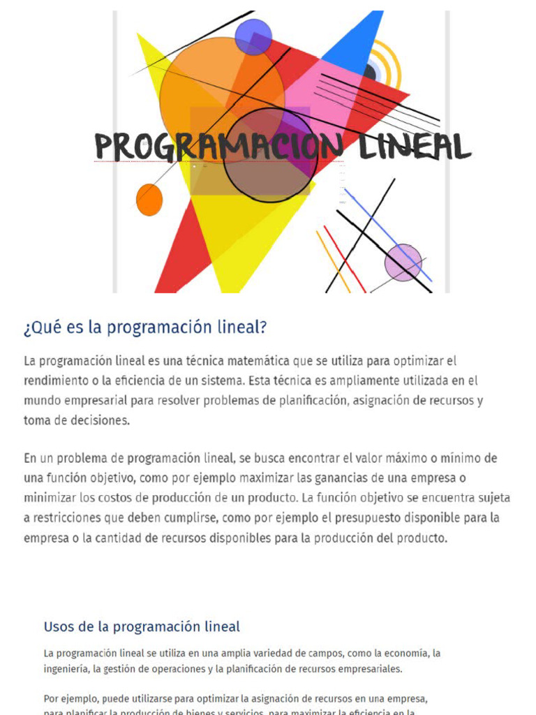 Programacion Lineal | PDF