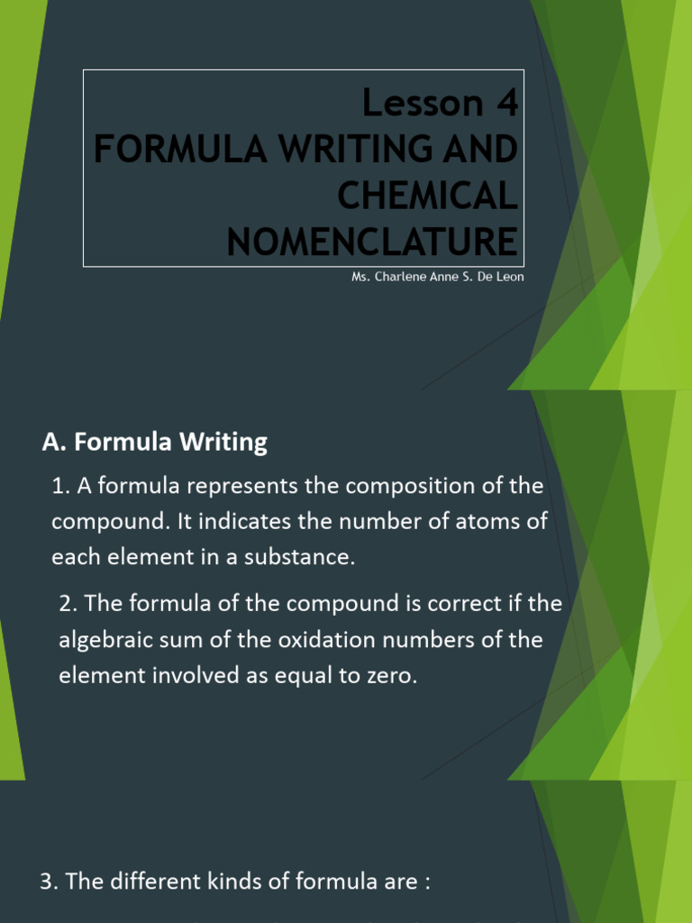 Formula Writing and Chemical Nomenclature.pptx | PDF