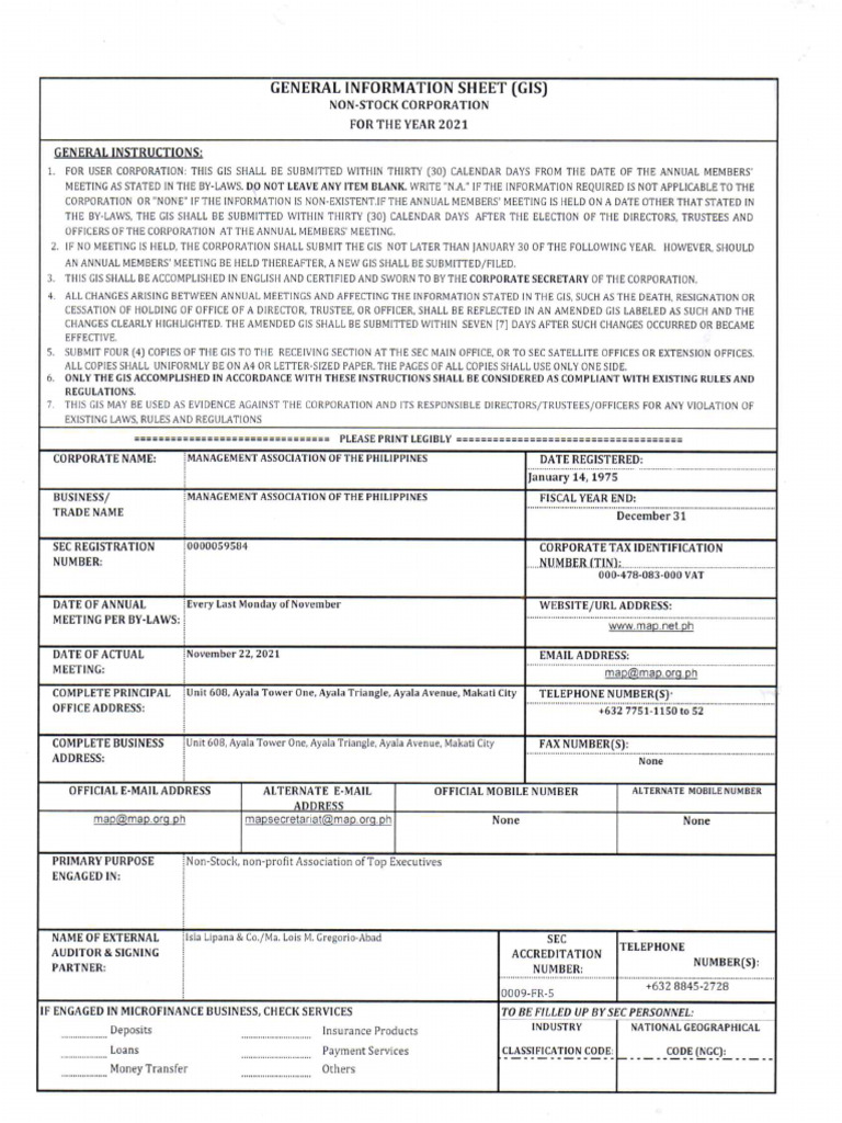 General Information Sheet For Non Stock | PDF