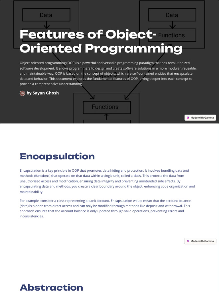 Features Of Object Oriented Programming 1 Pdf