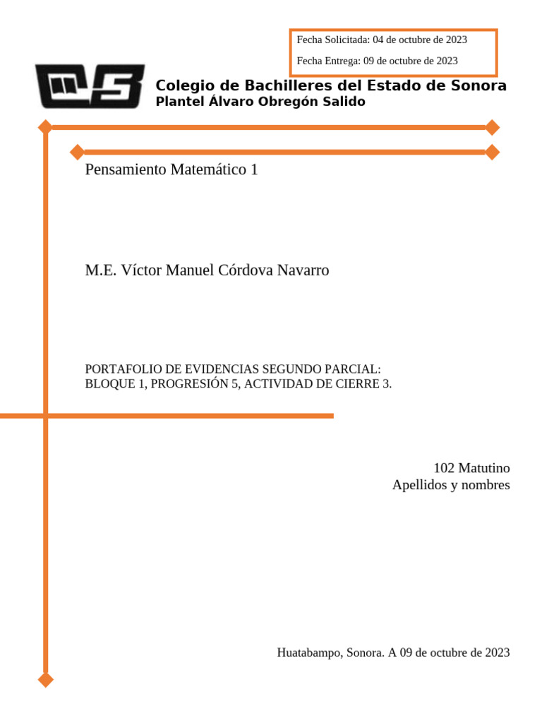 Portada Matemáticas 1er Semetre | PDF