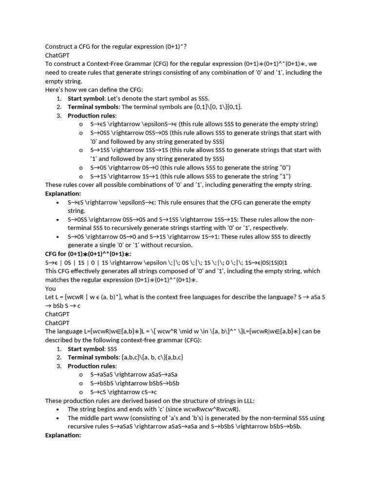 Construct A CFG For The Regular Expression | PDF | Parsing | Science & Mathematics