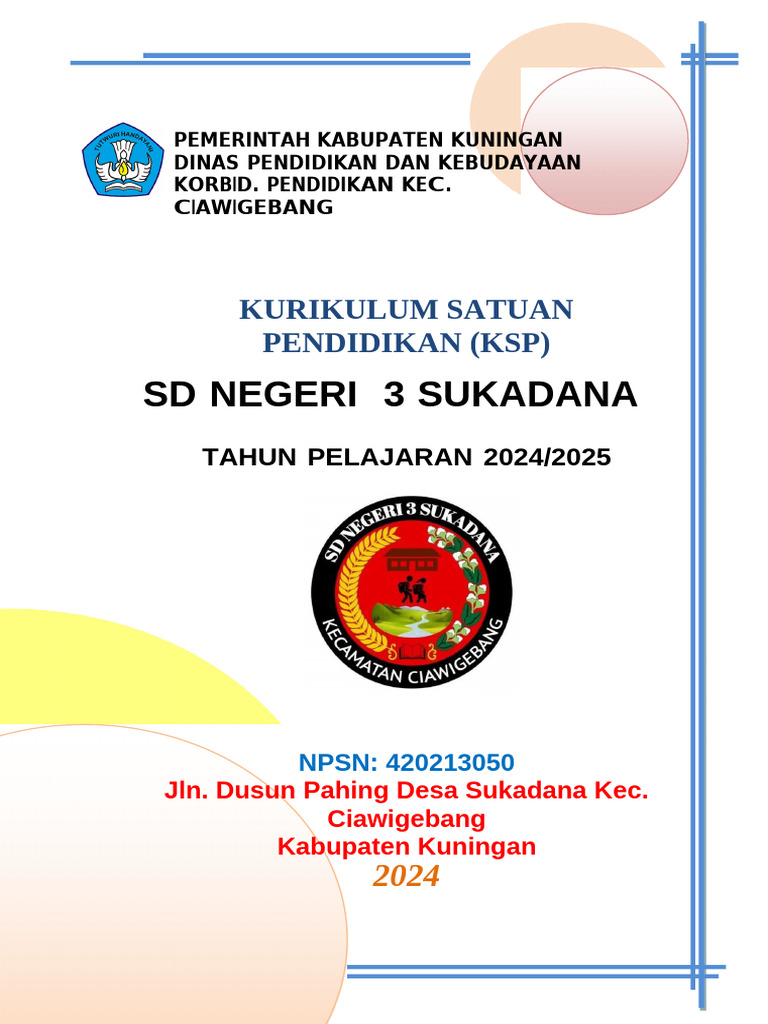 KSP SDN 3 Sukadana Tahun 2024-2025 | PDF