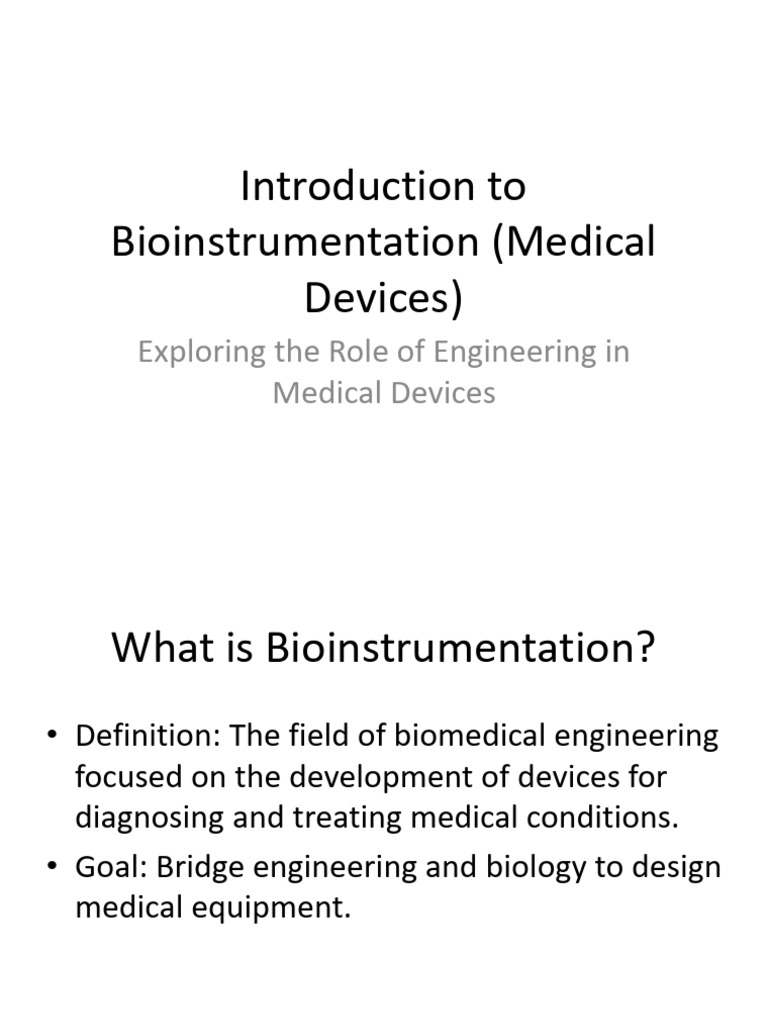 Bioinstrumentation in Medical Devices | PDF