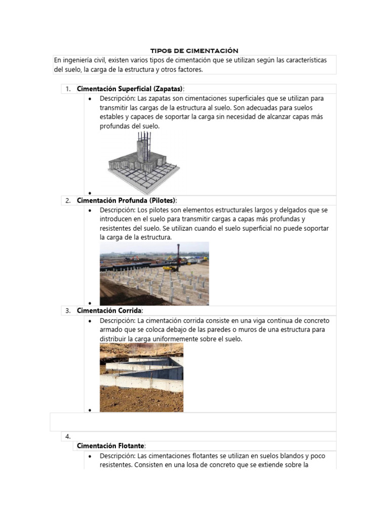 Tipos de Cimentación | PDF