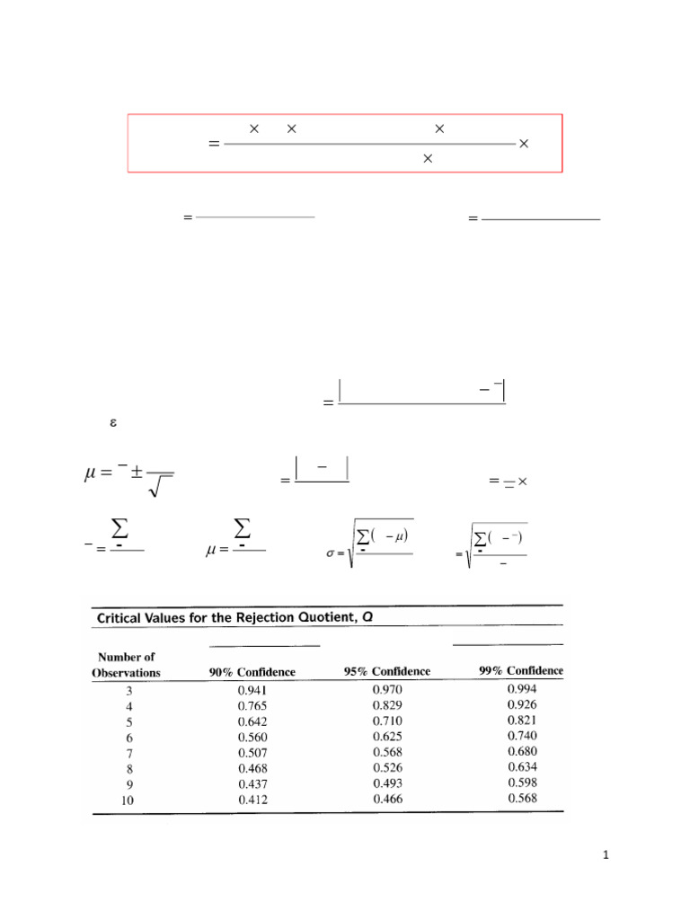 Formula Sheet 2023 M CH 207 | PDF