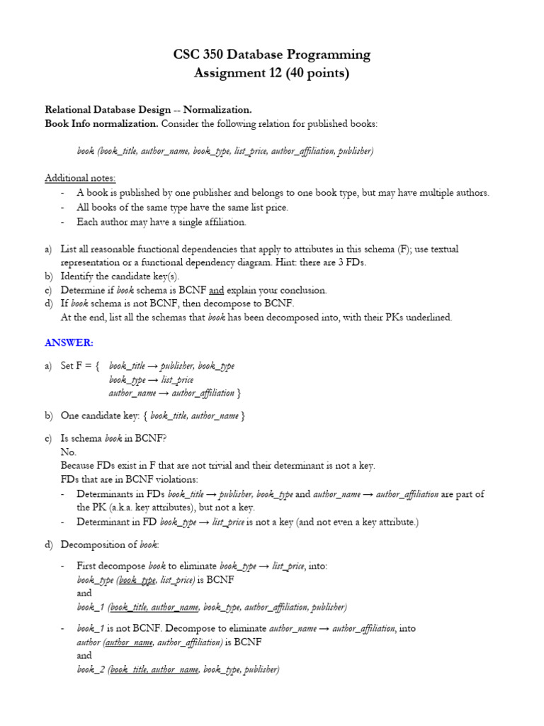 HW12 Normalization Solution-1 | PDF | Information Technology Management | Teaching Methods ...
