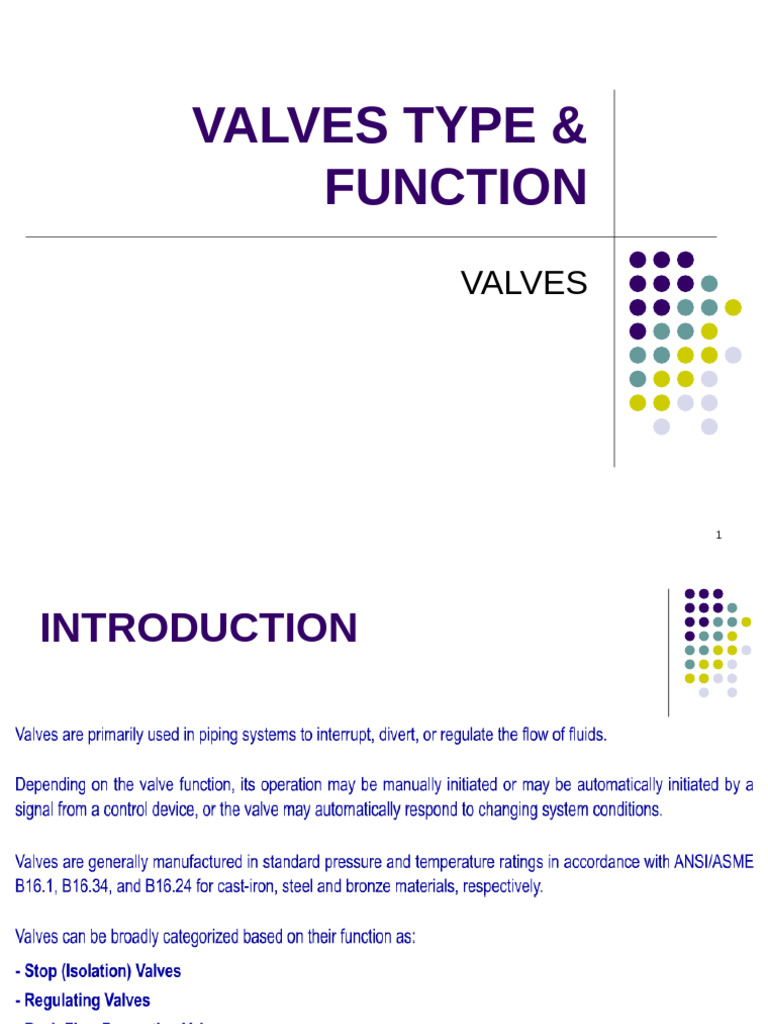 Valve Type and Function | PDF