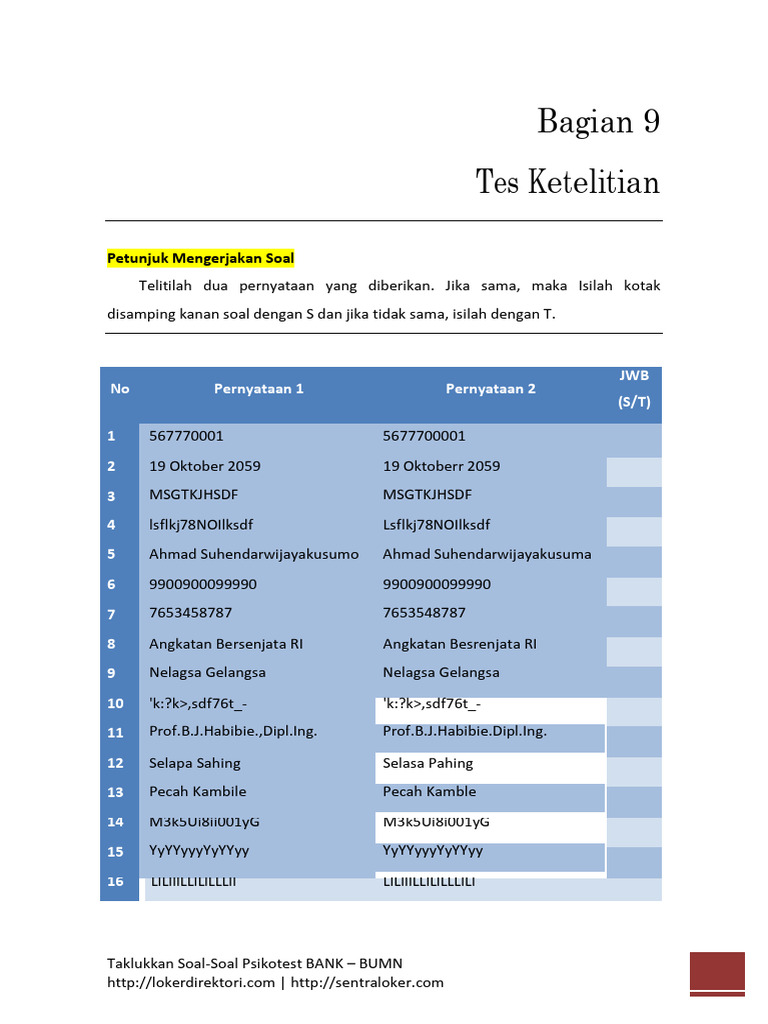 Psikotest Contoh - Soal - Psikotest - Hal39 | PDF