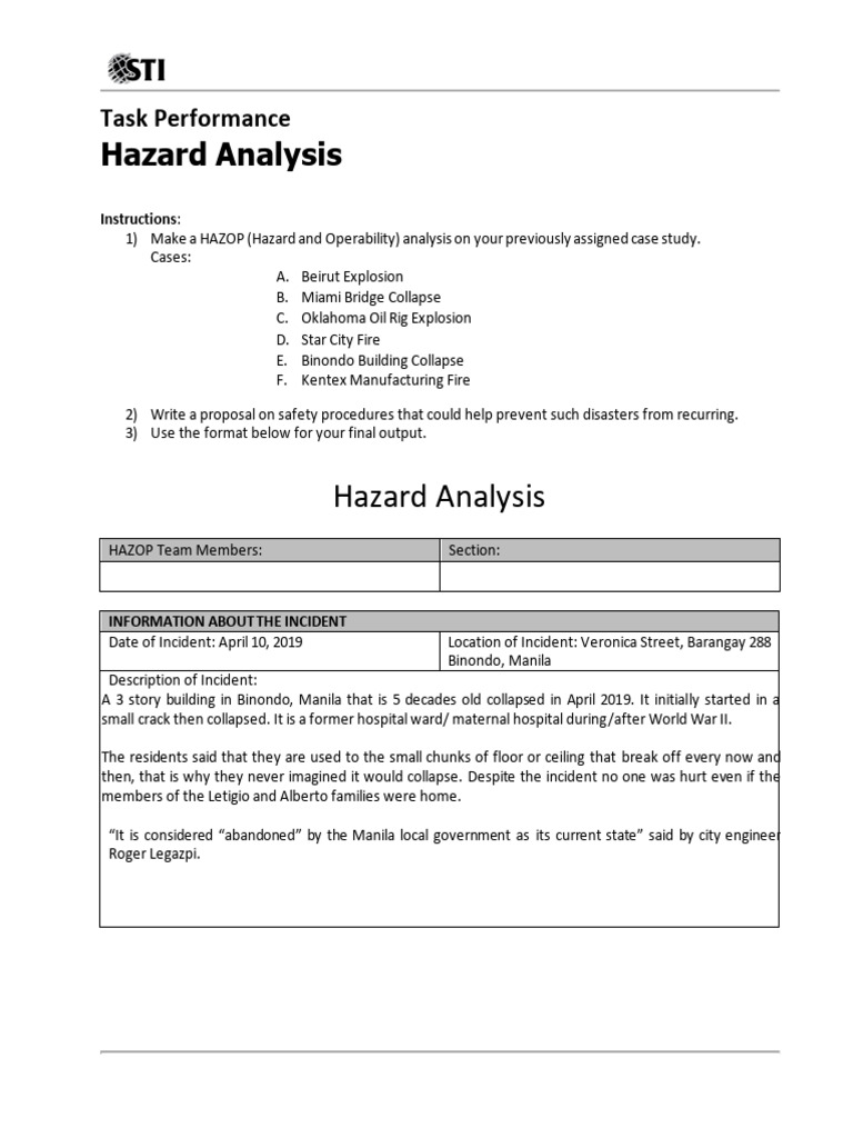 03 Task Performance 1 DIAZ | PDF | Hazards | Safety