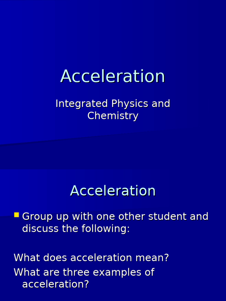 Unit 1 Part 5 Acceleration | PDF