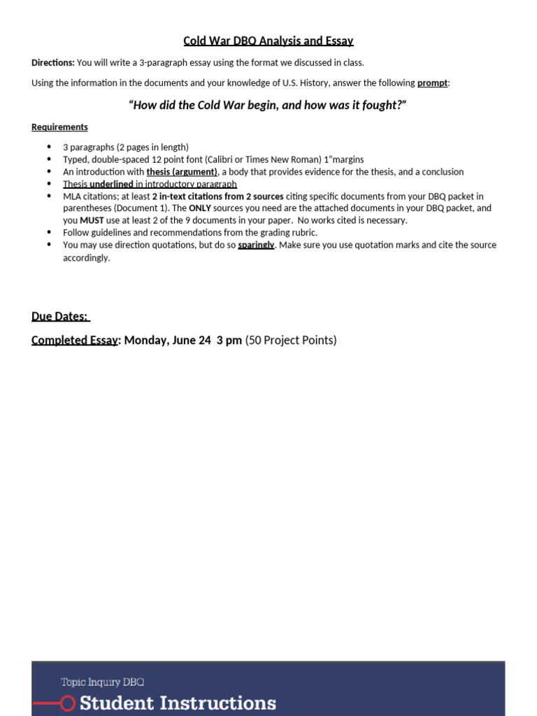 Cold War DBQ Essay Summer | PDF