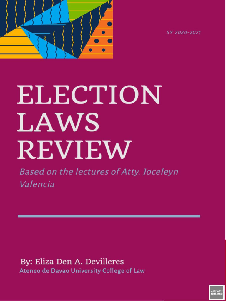 Election Laws Reviewer (2020) | PDF
