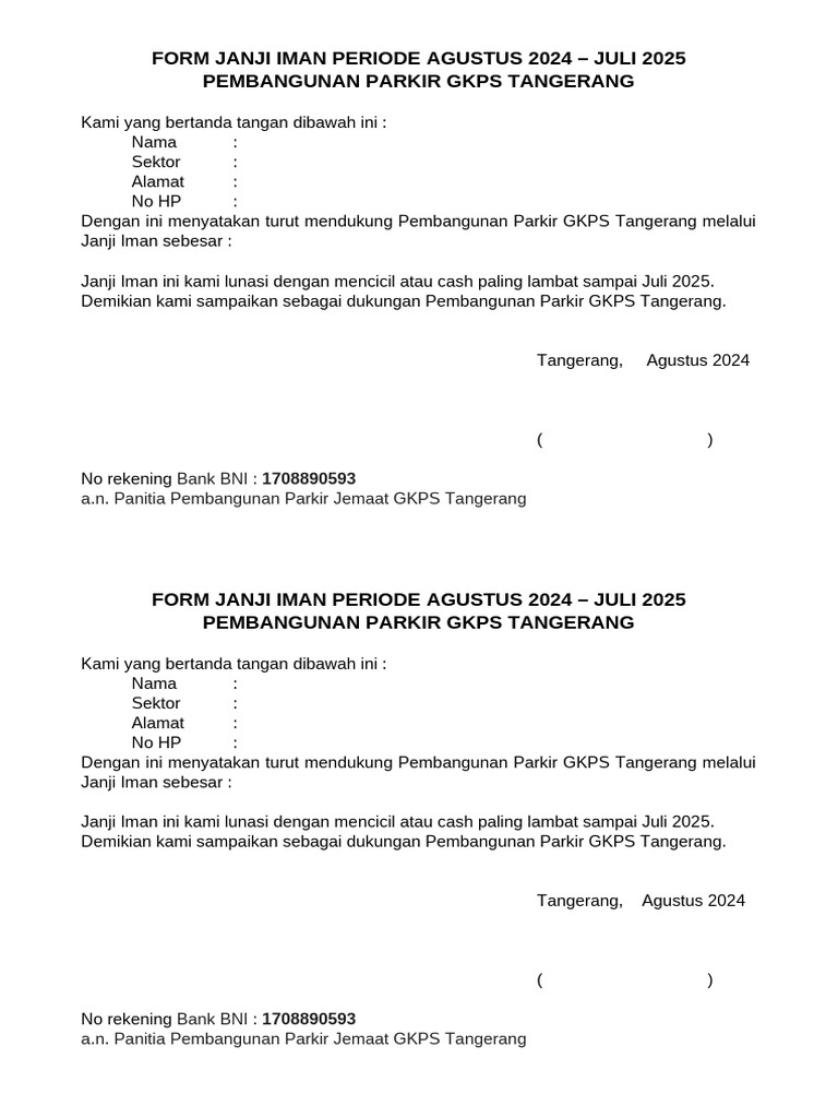 FORM Janji Iman2024 | PDF
