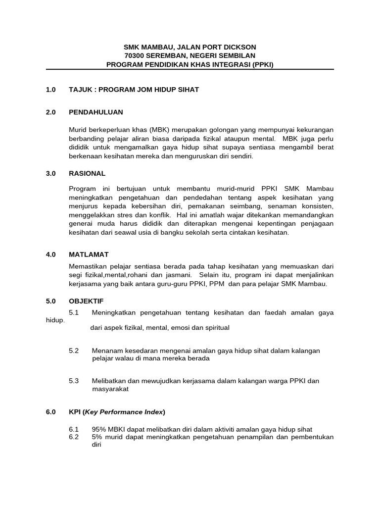 Program Jom Hidup Sihat | PDF