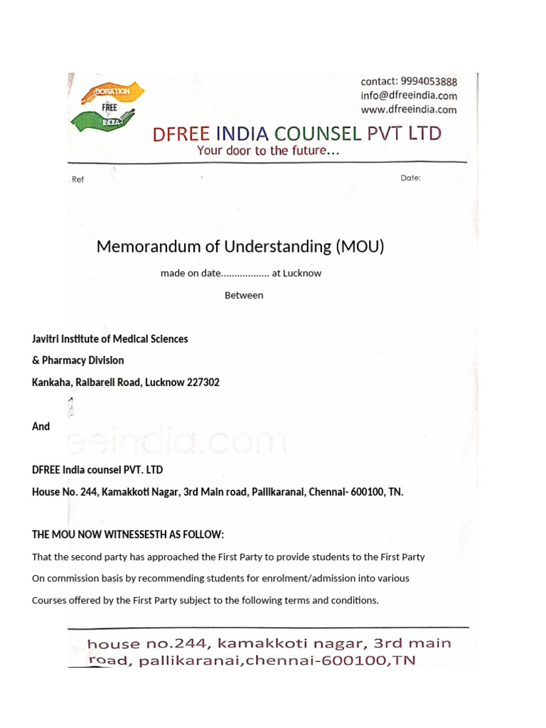 Memorandum of Understanding | PDF